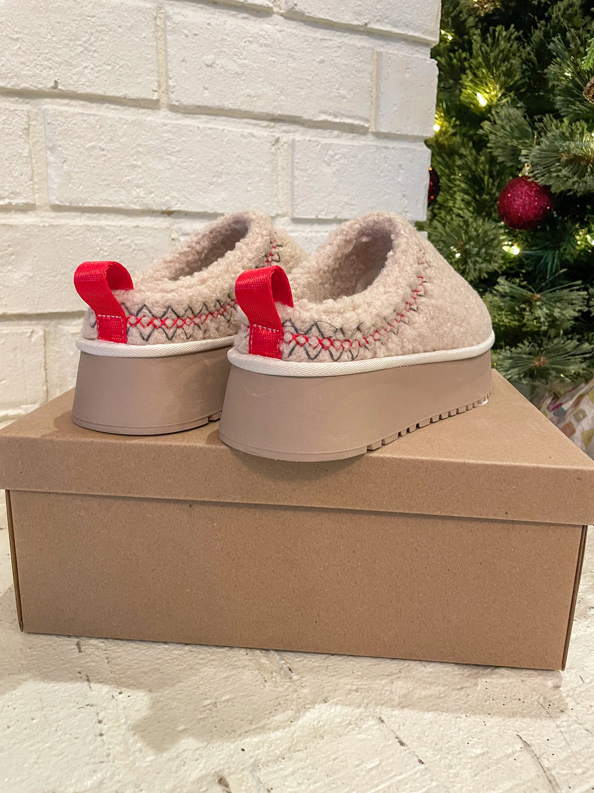 Isaac Platform Sherpa Slippers-Bone | Inside Out Boutique