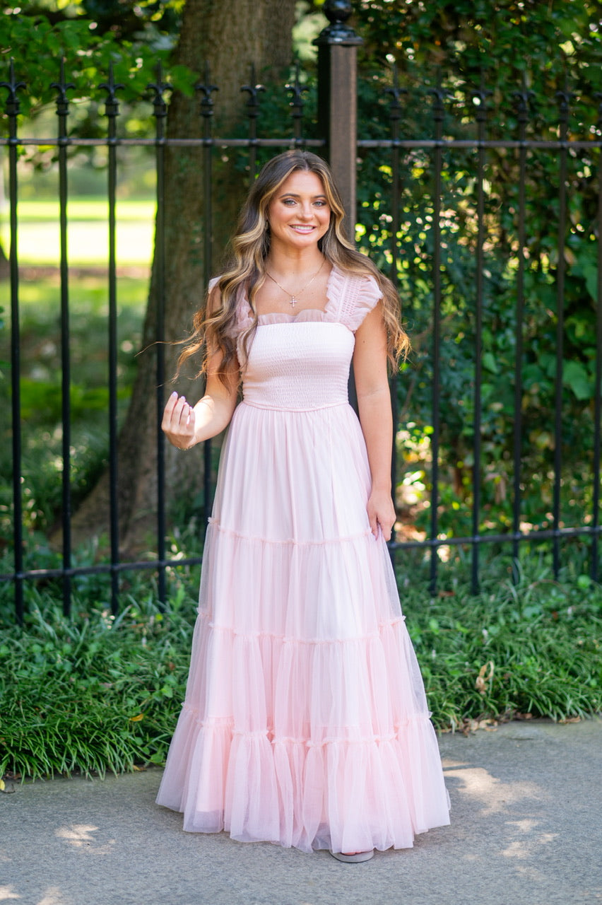 Tulle Maxi Dress - Pink | Inside Out Boutique