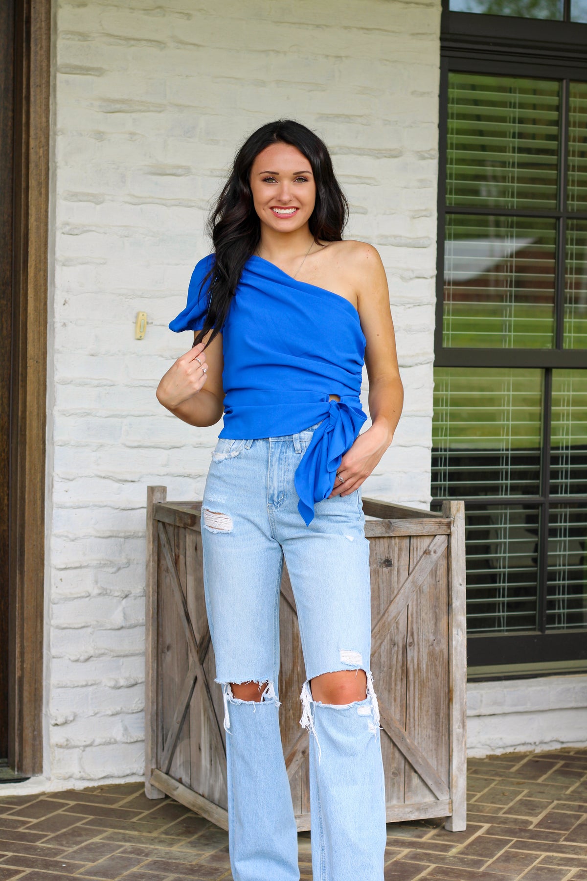 Royal Blue One Shoulder Top | Inside Out Boutique