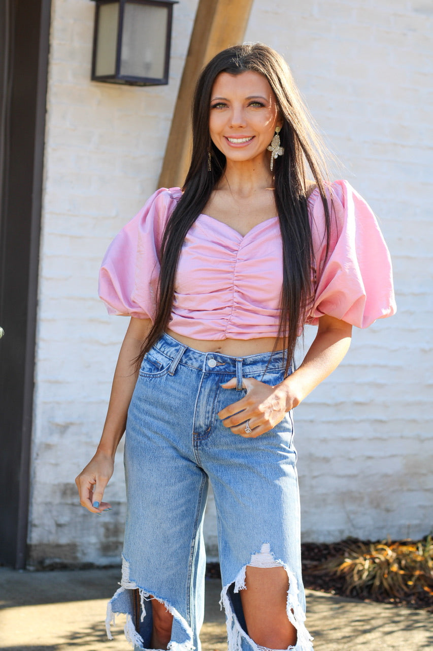 Pink Metallic Top | Inside Out Boutique